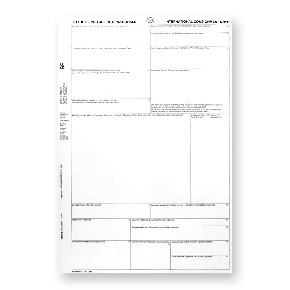 CMR International Consignment Notes - 4 Part NCR - Boxed in 100s - CMR ...