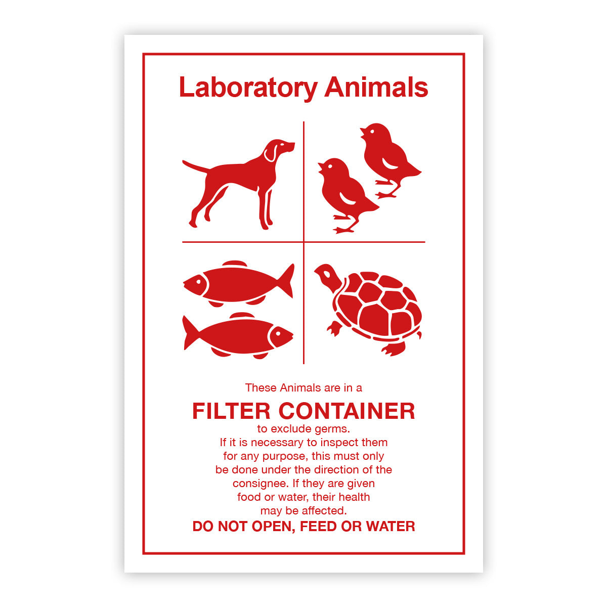 VLB Laboratory Animals Handling Label - 100mm x 150mm - Rolls of 250 ...